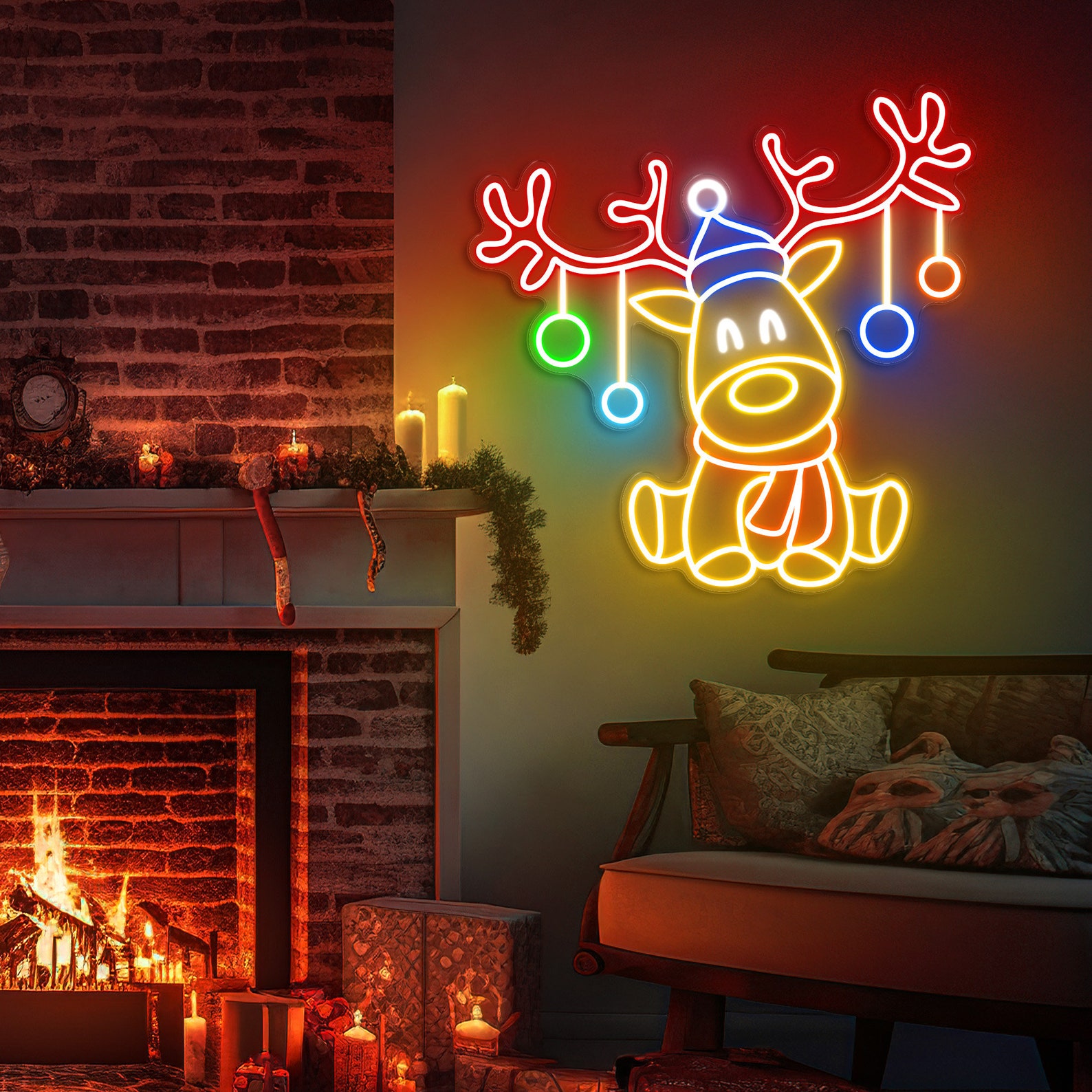 Reindeer Neon Sign: Christmas Holiday Room Decor - Etsy