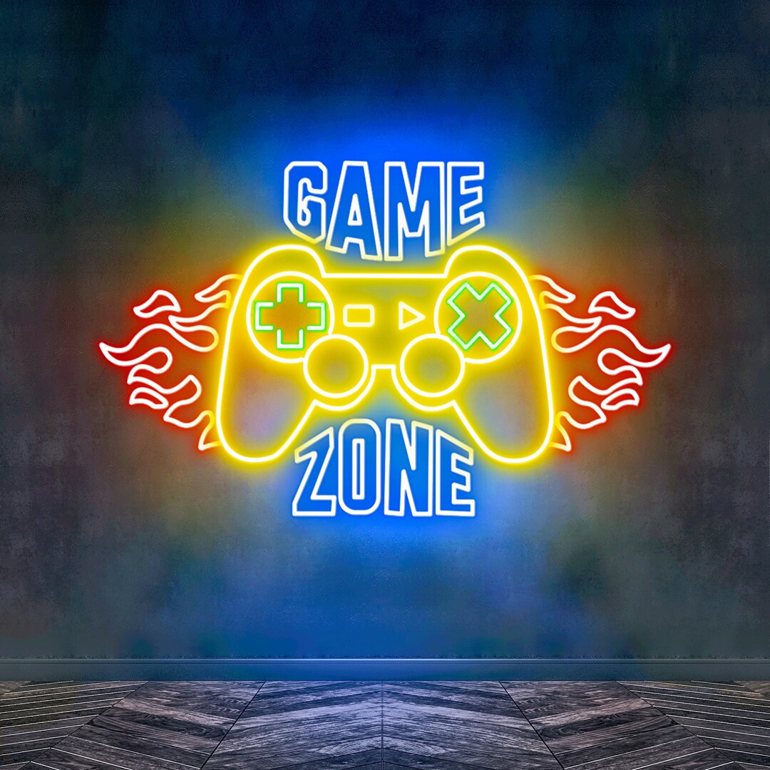 Game Zone Neon Sign: Fire Game Controller LED Wall Decor - Etsy