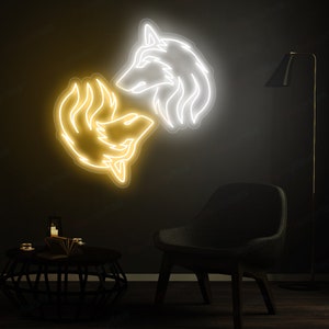 Two Wolves Neon Sign, Two Wolves Wall Decor, Custom Neon Sign, Wolf ...