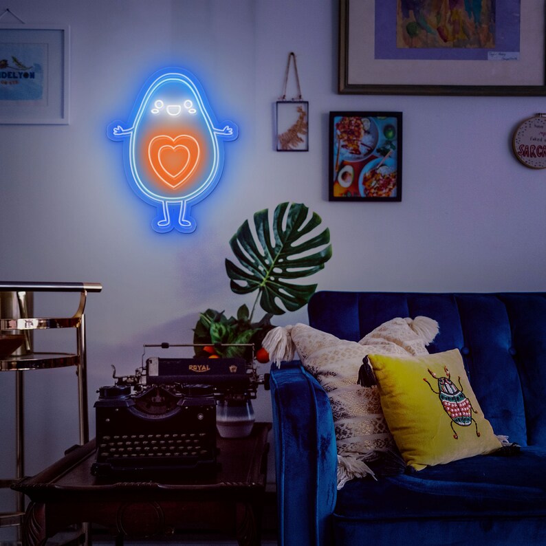 Cute Avo Cuddle Neon Sign, Avocado Neon Light, Valentine's Day Neon ...