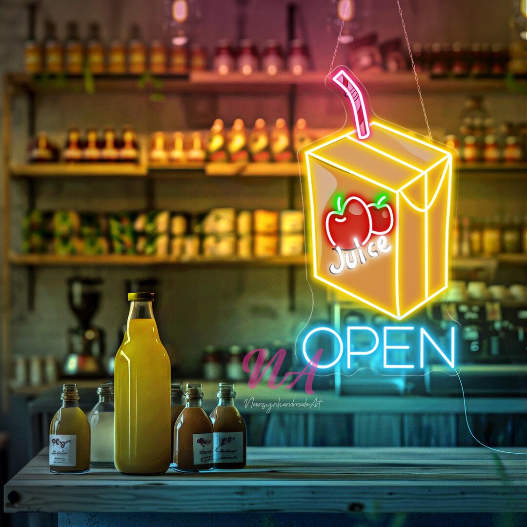 Juice Neon Sign Juice Open Led Sign Orange Juice Neon Lights Juice ...