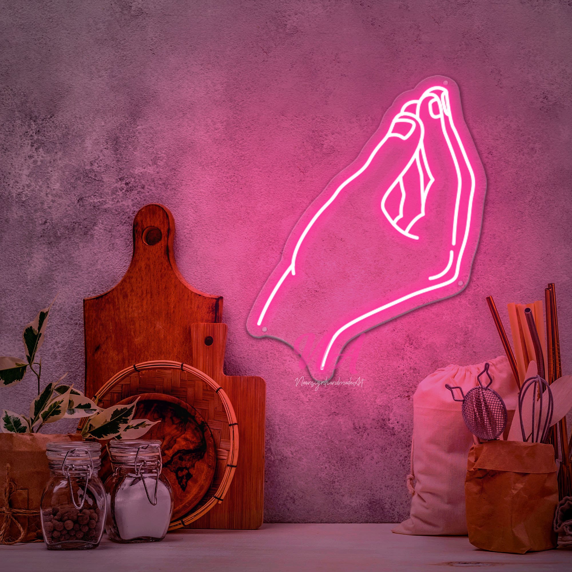 Italian Hand Gesture Neon Sign: Funny Restaurant Wall Decor - Etsy