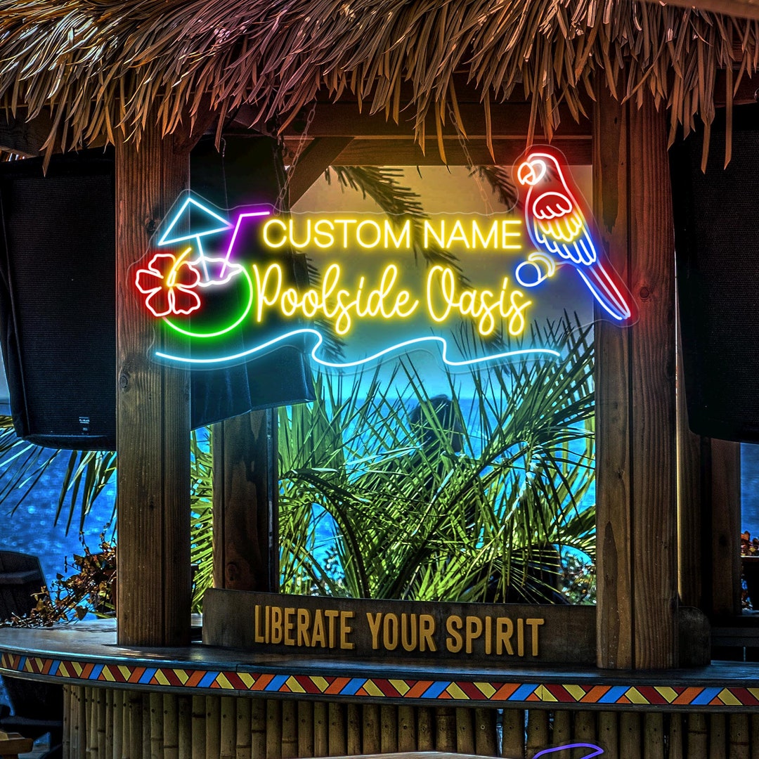 Custom Poolside Neon Sign: Personalized Pool Bar Decor - Etsy