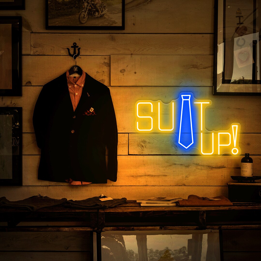 Suit up Neon Sign: Groomsman Gift, Mancave Wall Decor - Etsy