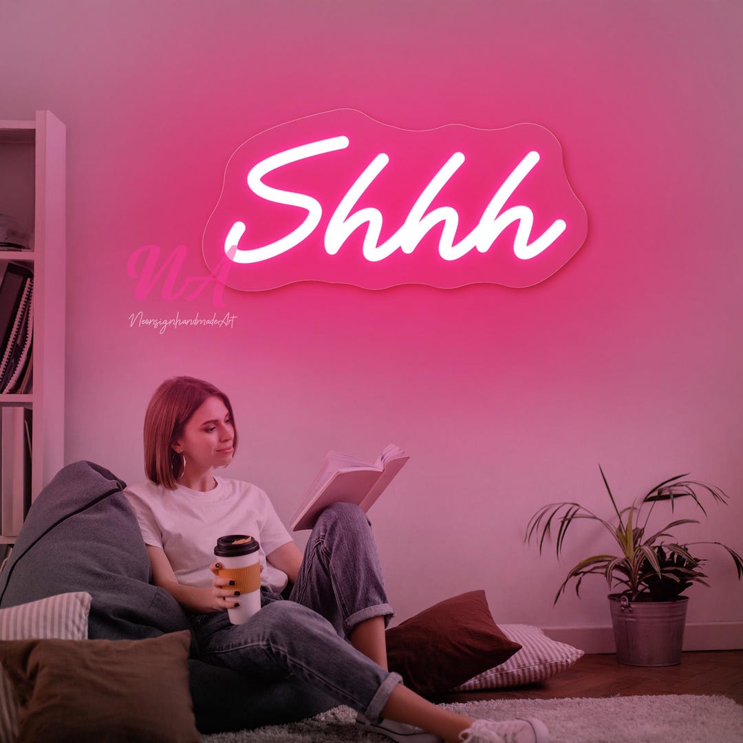 Shhh Neon Sign, Shhh Neon Light, Shhh Wall Decor, Silence Neon Sign, Neon Sign Bedroom, Home ...