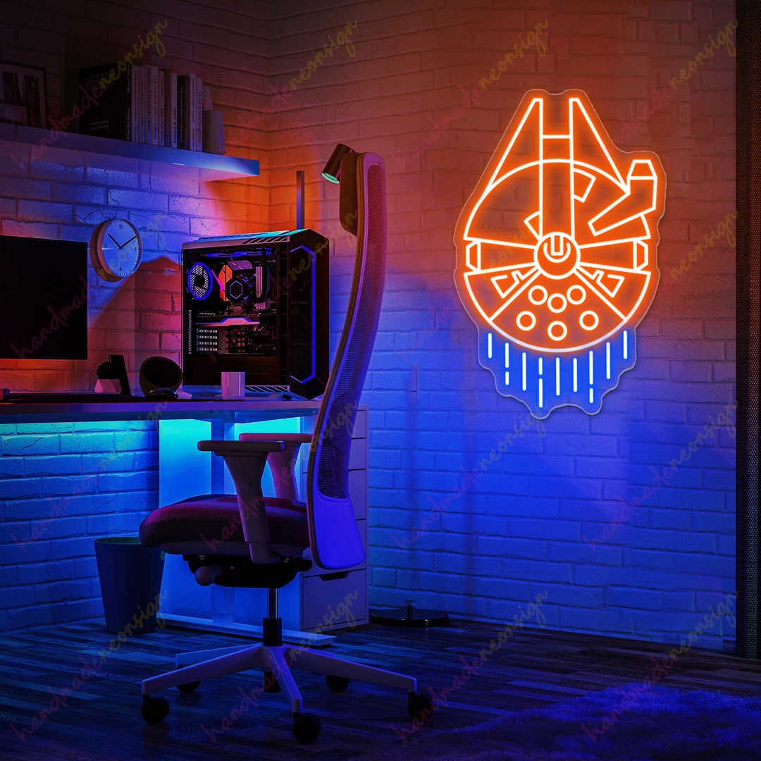 Space Falcon Neon Sign, Celestial Neon Sign, Spaceship Fly Into the ...