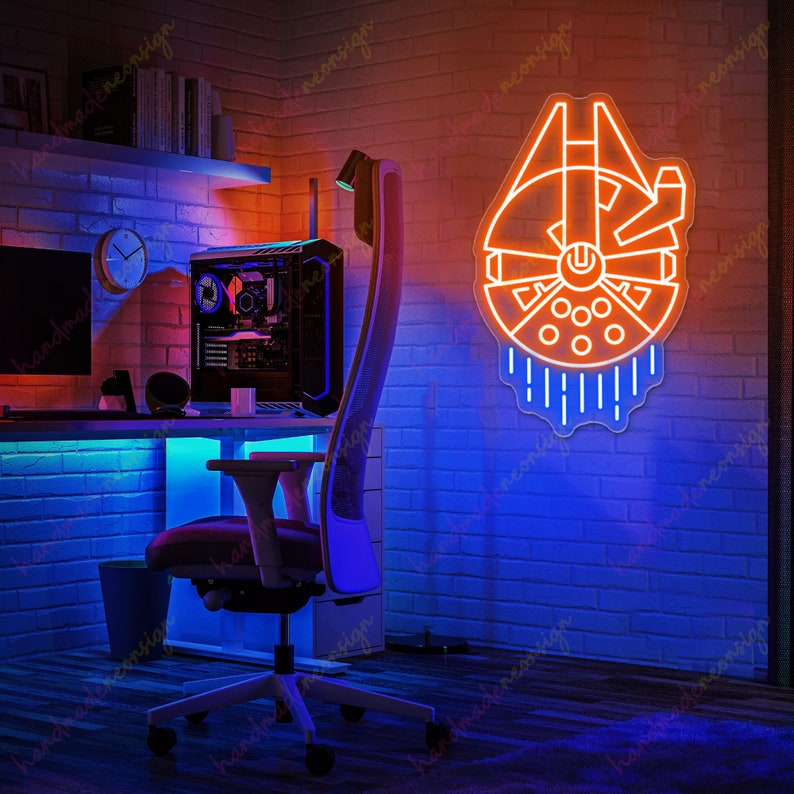 Space Falcon Neon Sign: Handmade Celestial Wall Decor - Etsy