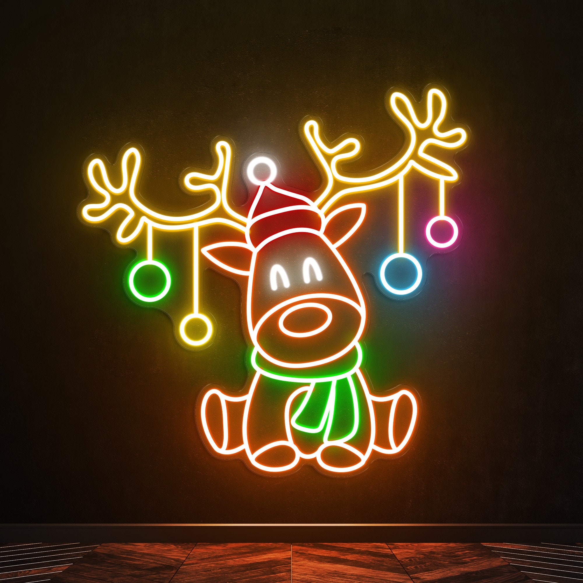 Reindeer Neon Sign: Christmas Holiday Room Decor - Etsy
