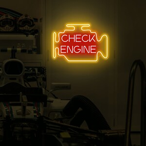 Check Engine LED Neon Sign, Gift for Car Lover, Check Engine Light Sign ...