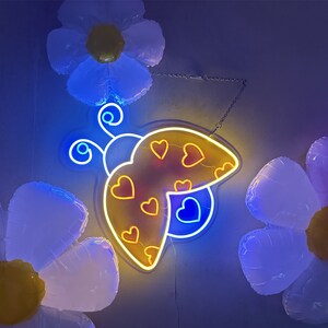 Lady Bug LED Neon Sign, Custom Neon, Neon Light, Ladybug Love Dot Neon ...