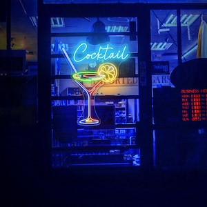 Cocktails Neon Lights, Cocktail Bar Sign, Restaurant Sign Coconut Tree ...