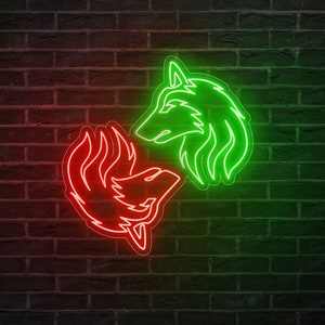 Two Wolves Neon Sign, Two Wolves Wall Decor, Custom Neon Sign, Wolf ...