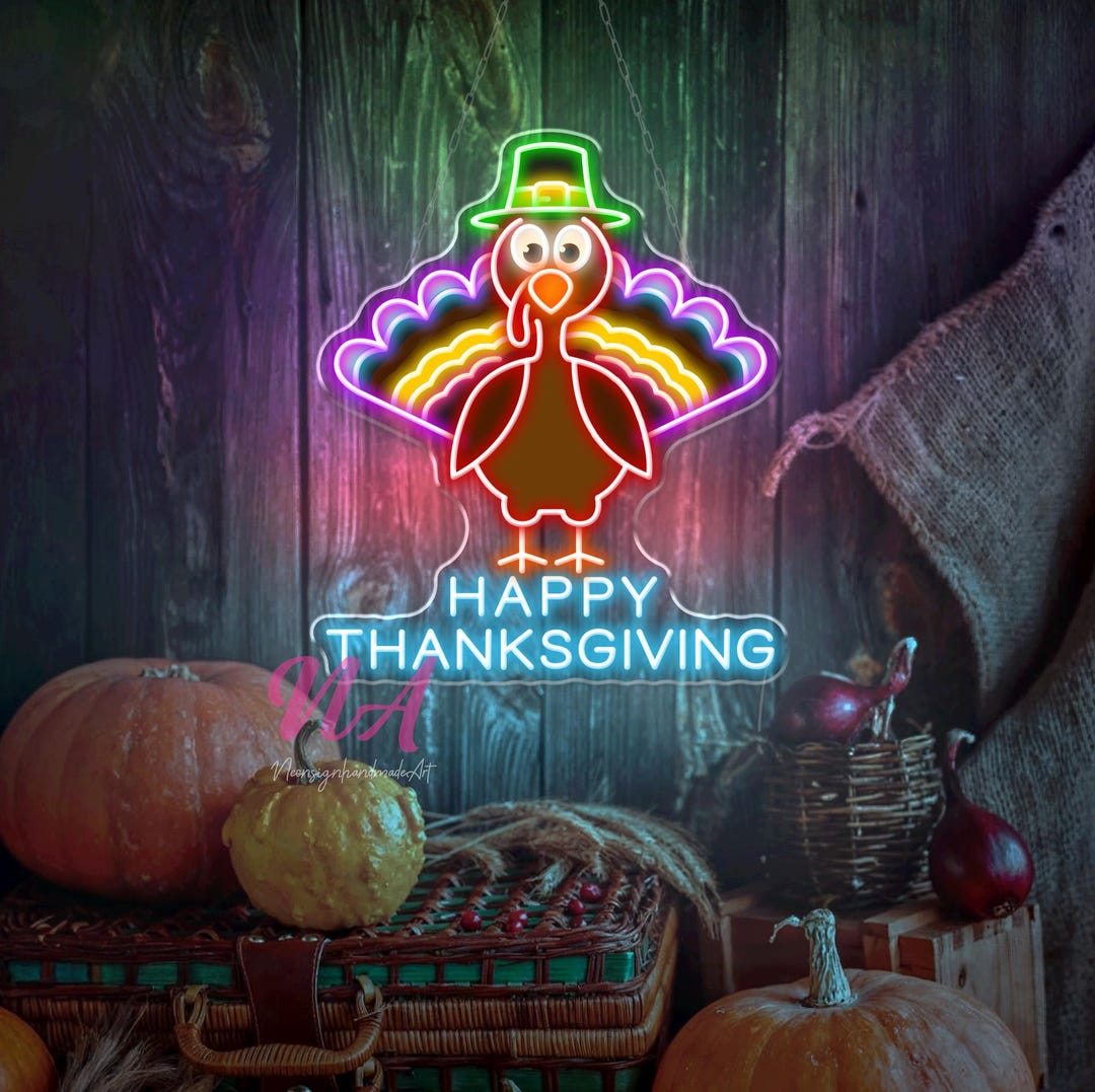 Turkey LED Neon Sign: Thanksgiving Holiday Decor - Etsy