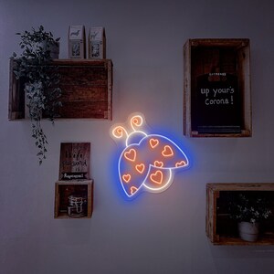 Lady Bug LED Neon Sign, Custom Neon, Neon Light, Ladybug Love Dot Neon ...