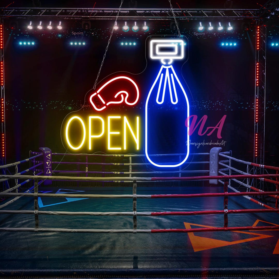 Boxing Open Neon Sign, Open Neon Sign, Boxing Club Decor Wall, Custom ...