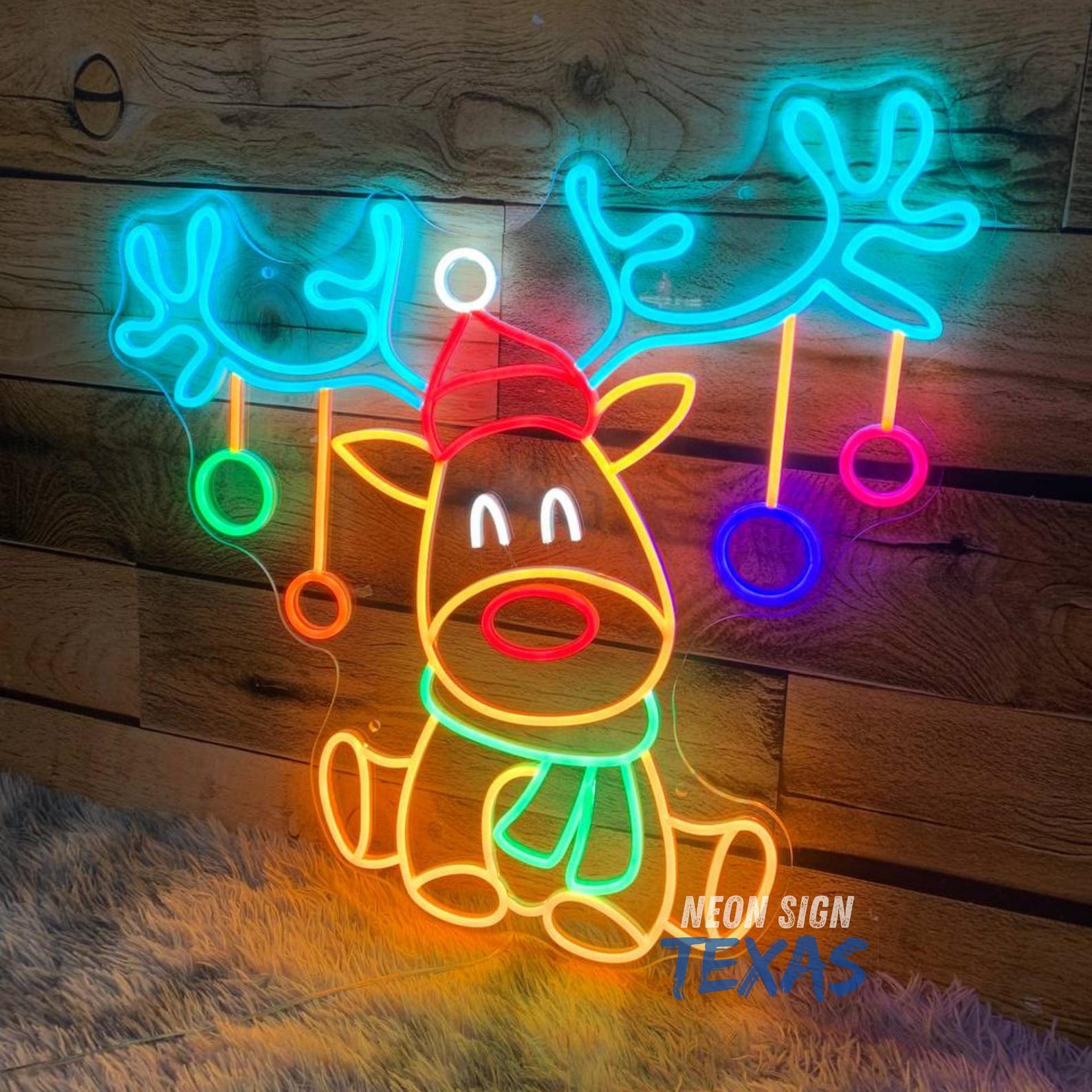 Reindeer Neon Sign: Christmas Holiday Room Decor - Etsy