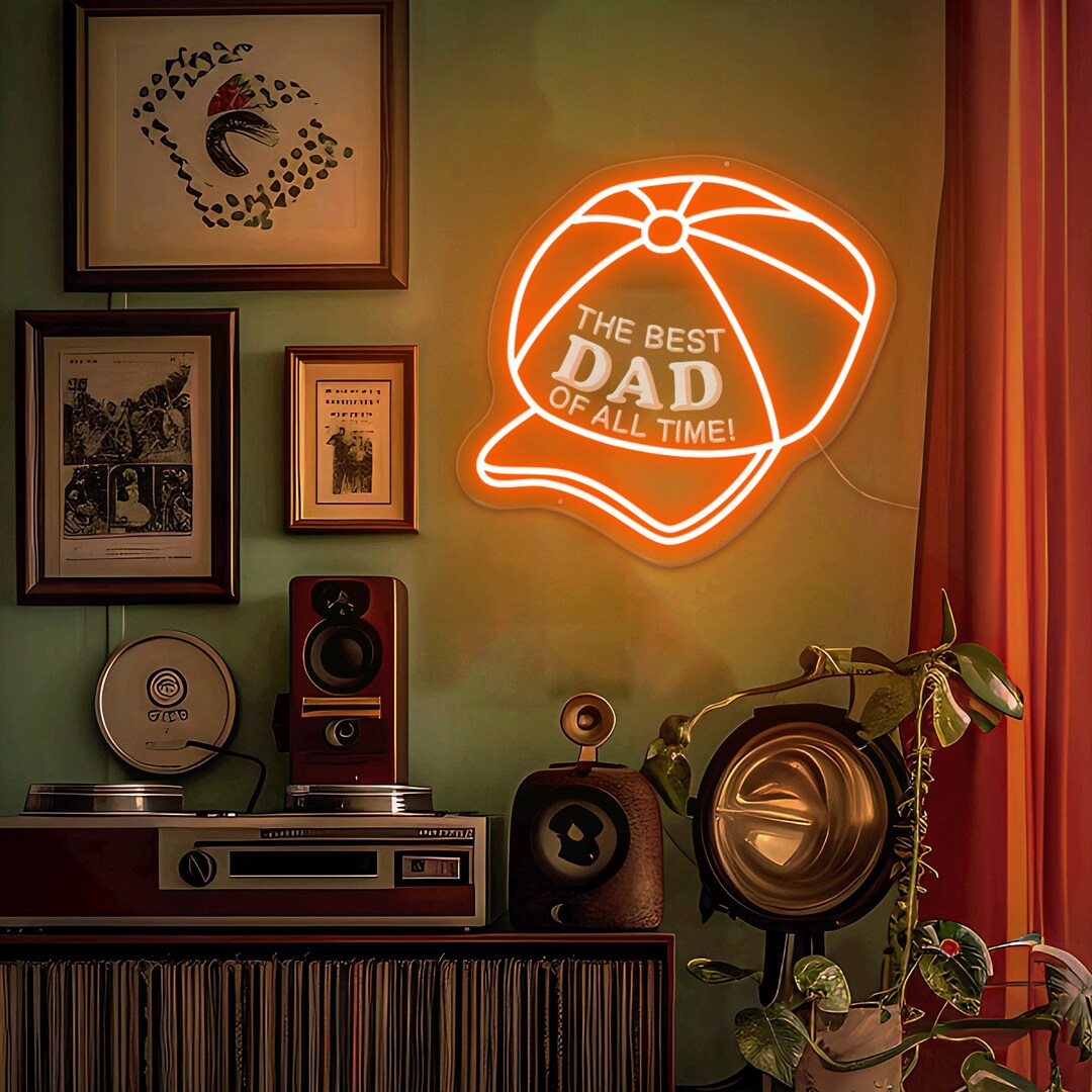 Father's Cap Neon Sign Beloved Hat of Dad Sign Custom Neon Sign 3D ...