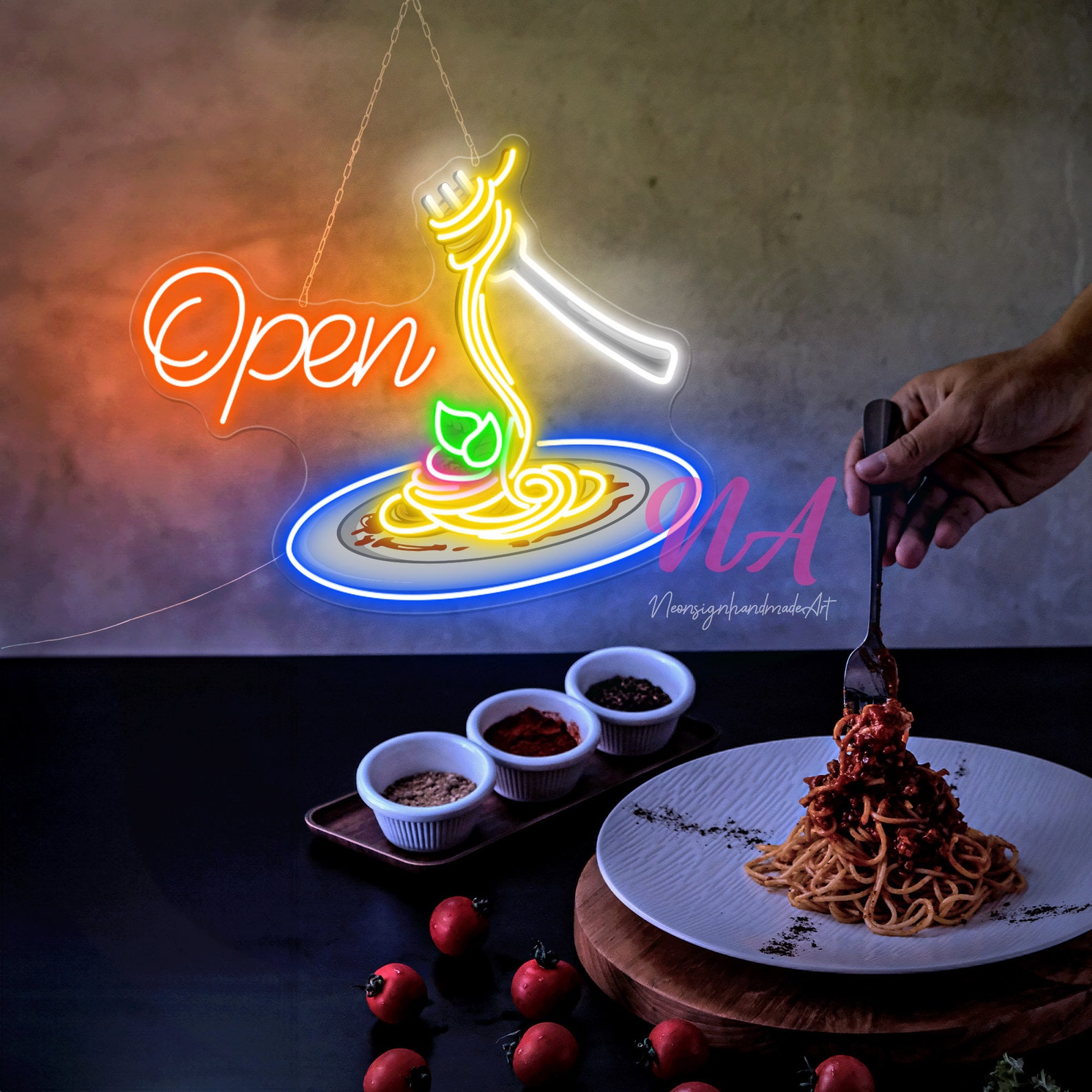 Pasta Open LED Neon Sign: Restaurant Decor, Italian Food - Etsy