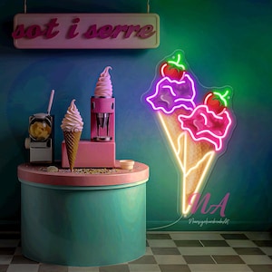 Custom Ice Cream Neon Sign: LED Business Logo Decor - Etsy