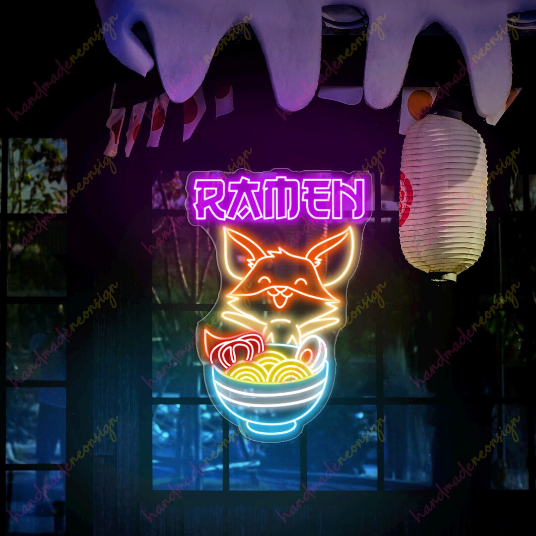 Ramen Japanese Noodles Neon Sign,ramen Fox Neon Sign,ramen Fox Led Sign ...