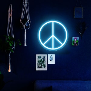 Peace Symbol Neon Sign: Custom LED Wall Decor - Etsy