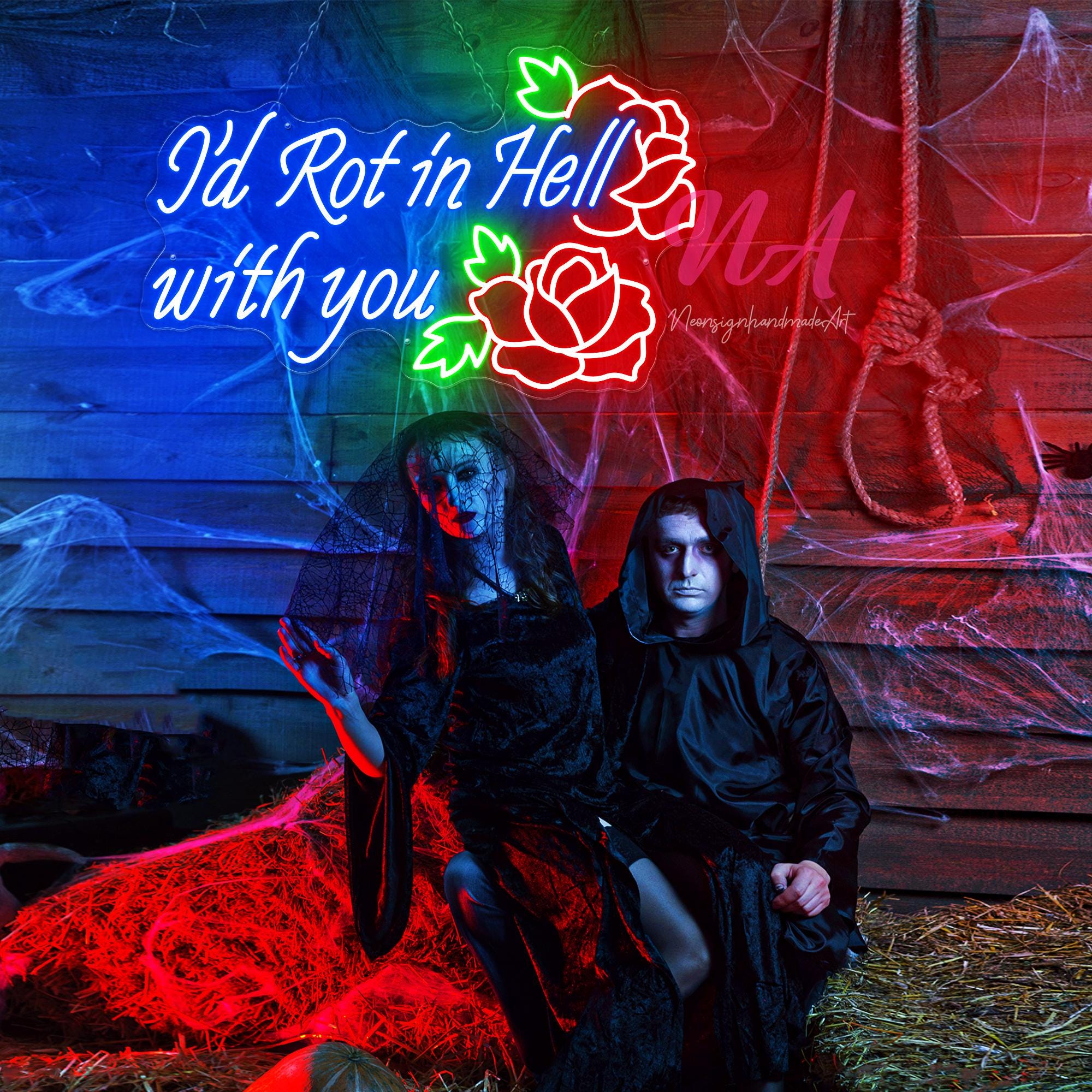 I'd Rot in Hell With You Neon Sign, Gothic Decor Sign, Halloween Neon ...