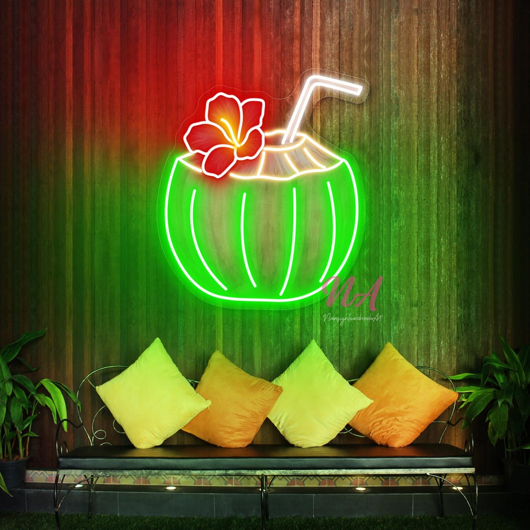 Custom Coconut LED Neon Sign: Tropical Bar Decor - Etsy