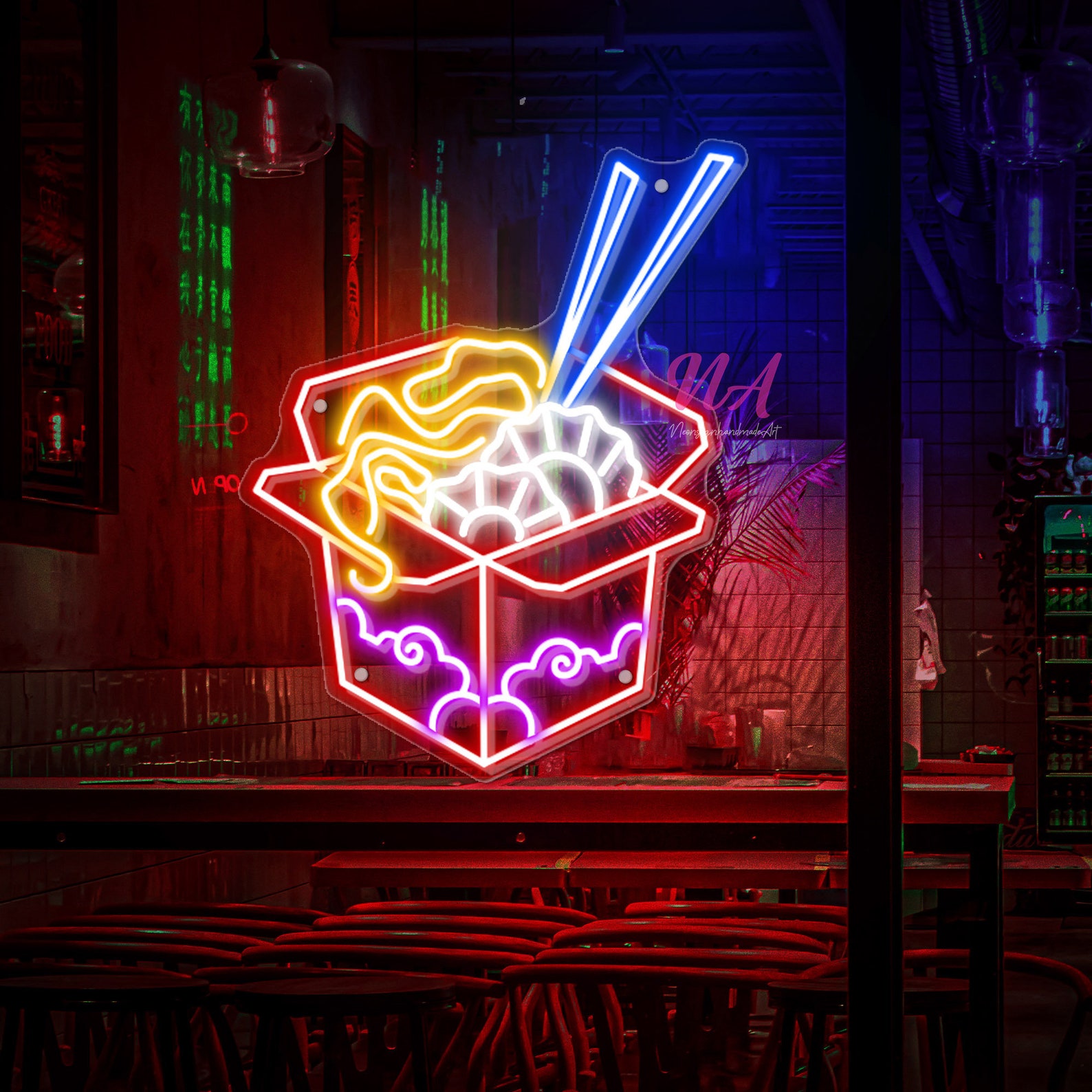 Chinese Food Neon Sign: Wok Box LED Light - Etsy