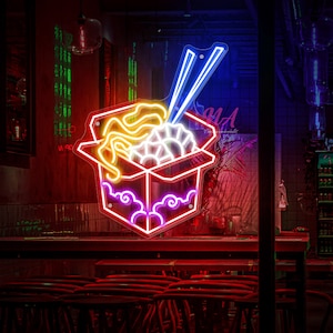 Chinese Food Neon Sign, Wok Box Sign, Wok House Neon Light, Chinese ...