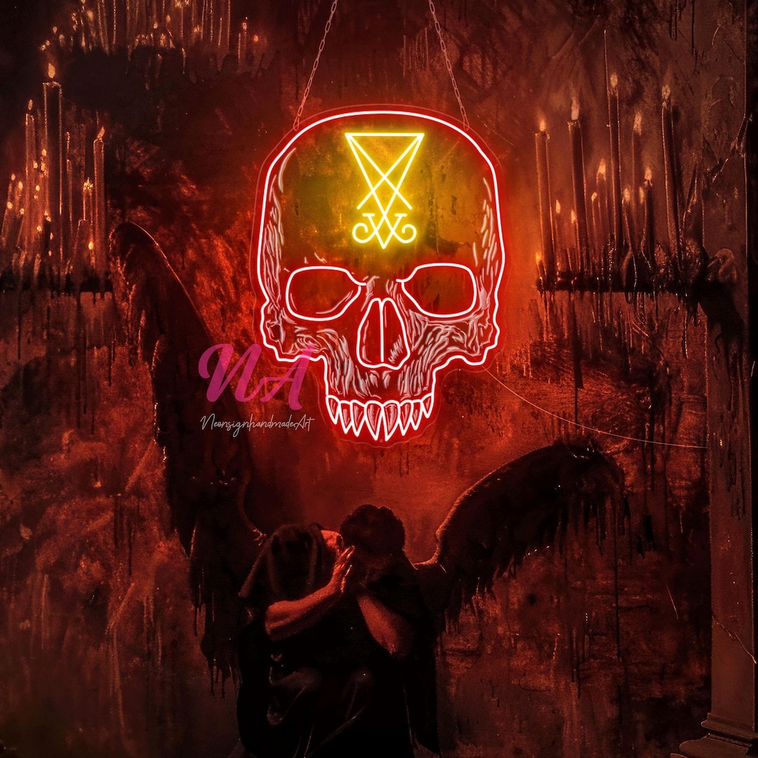 Sigil of Lucifer Skull Neon Sign: Satanic Wall Decor - Etsy