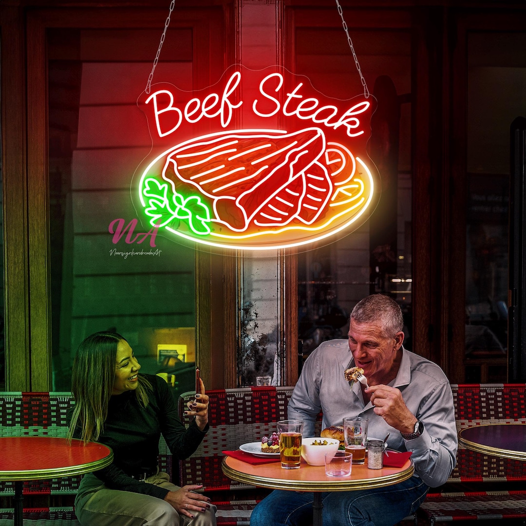 Beef Steak Neon Sign, Beef Steak Led Sign, Custom Neon Sign, Meat ...