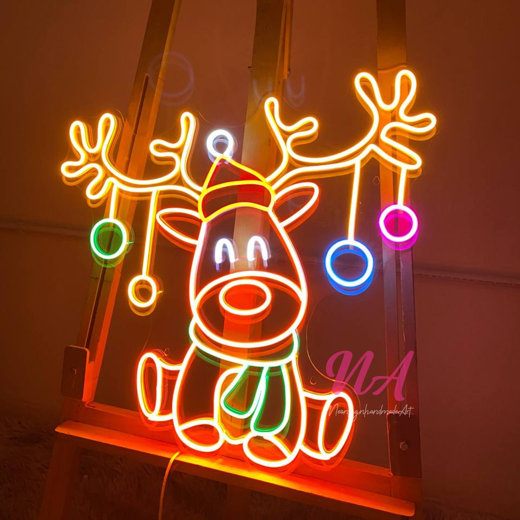 Reindeer Neon Sign: Christmas Holiday Room Decor - Etsy