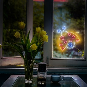 Lady Bug LED Neon Sign, Custom Neon, Neon Light, Ladybug Love Dot Neon ...
