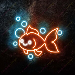 Goldfish Neon Sign, Cute Goldfish Led Sign, Wall Decor, Aquarium Decor ...