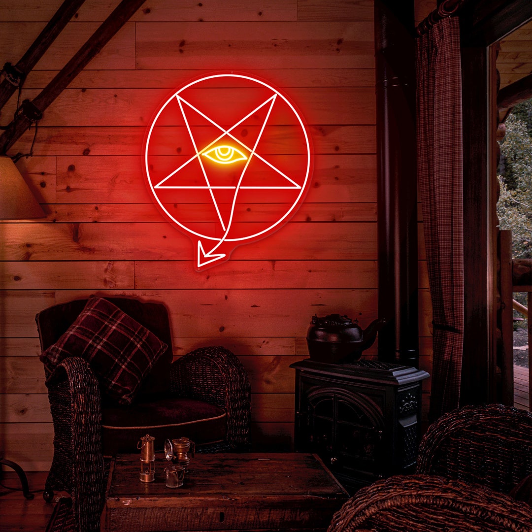 Satanic Pentagram LED Neon Sign: Gothic Party Decor - Etsy