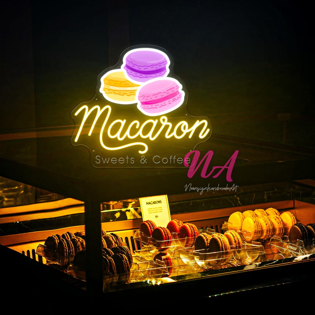Macaron Neon Sign Macarons Open Led Sign Macaron LED Light Macaron Neon ...