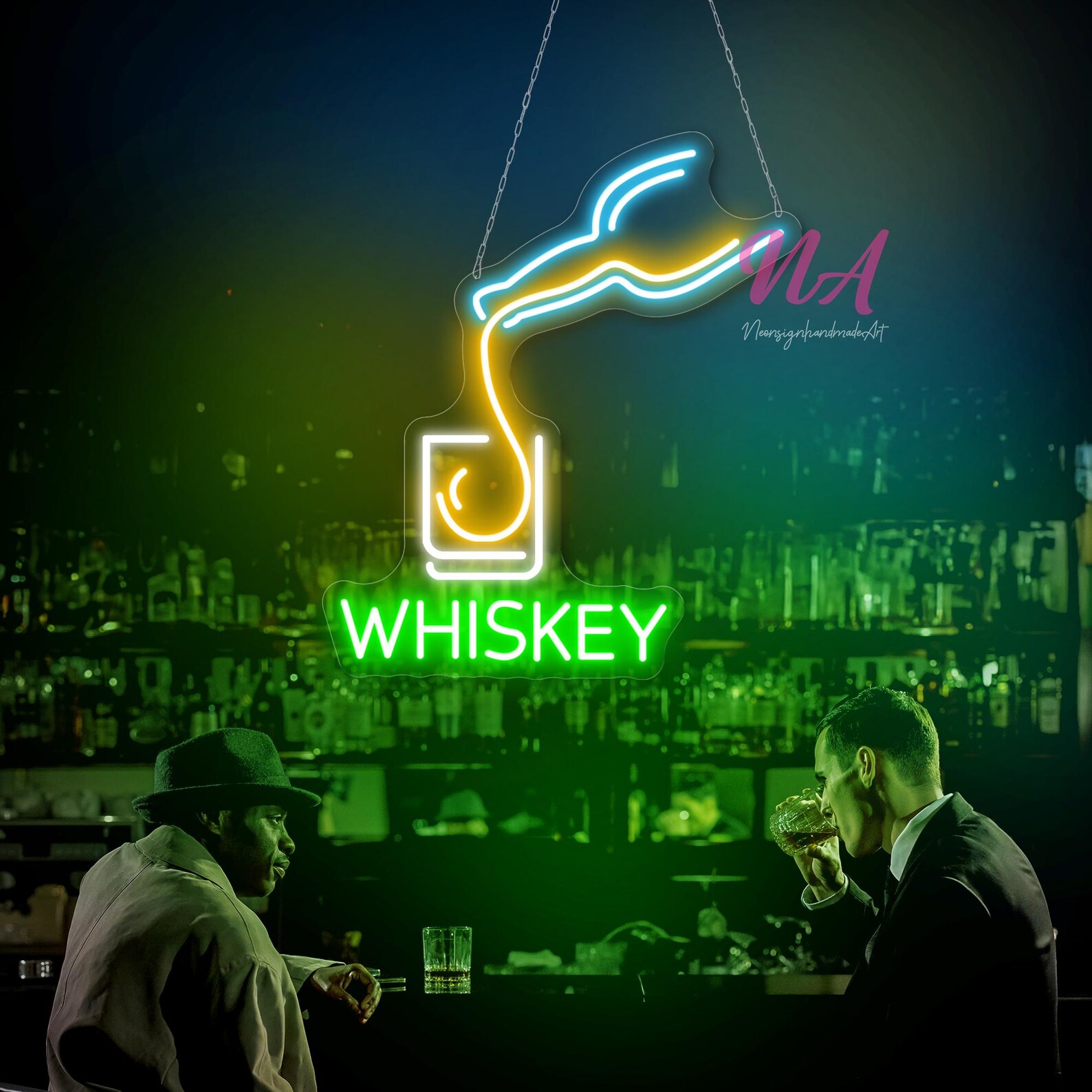 Whiskey Glass Neon Sign: Bar Decor, Whiskey Lover Gift - Etsy