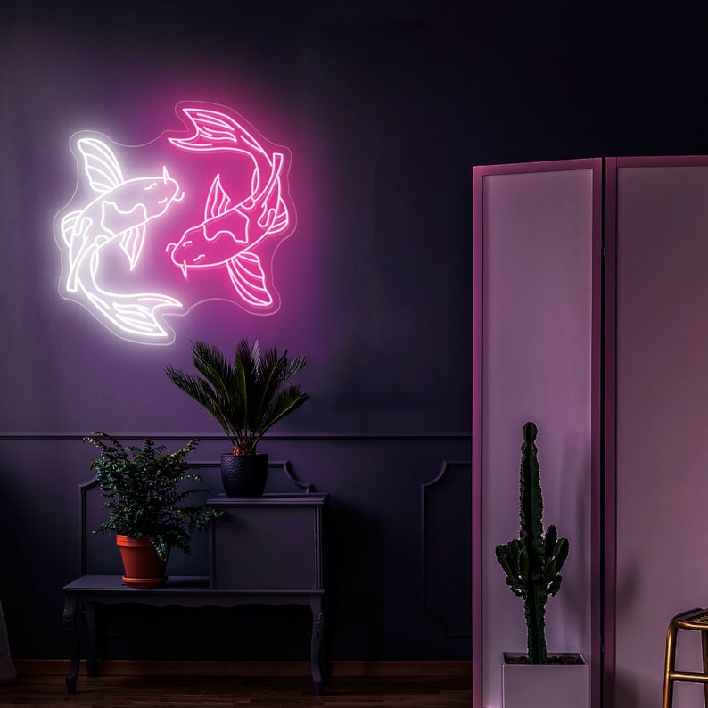 Koi Fish Neon Sign Koi Fish Wall Decor Japanese Neon - Etsy
