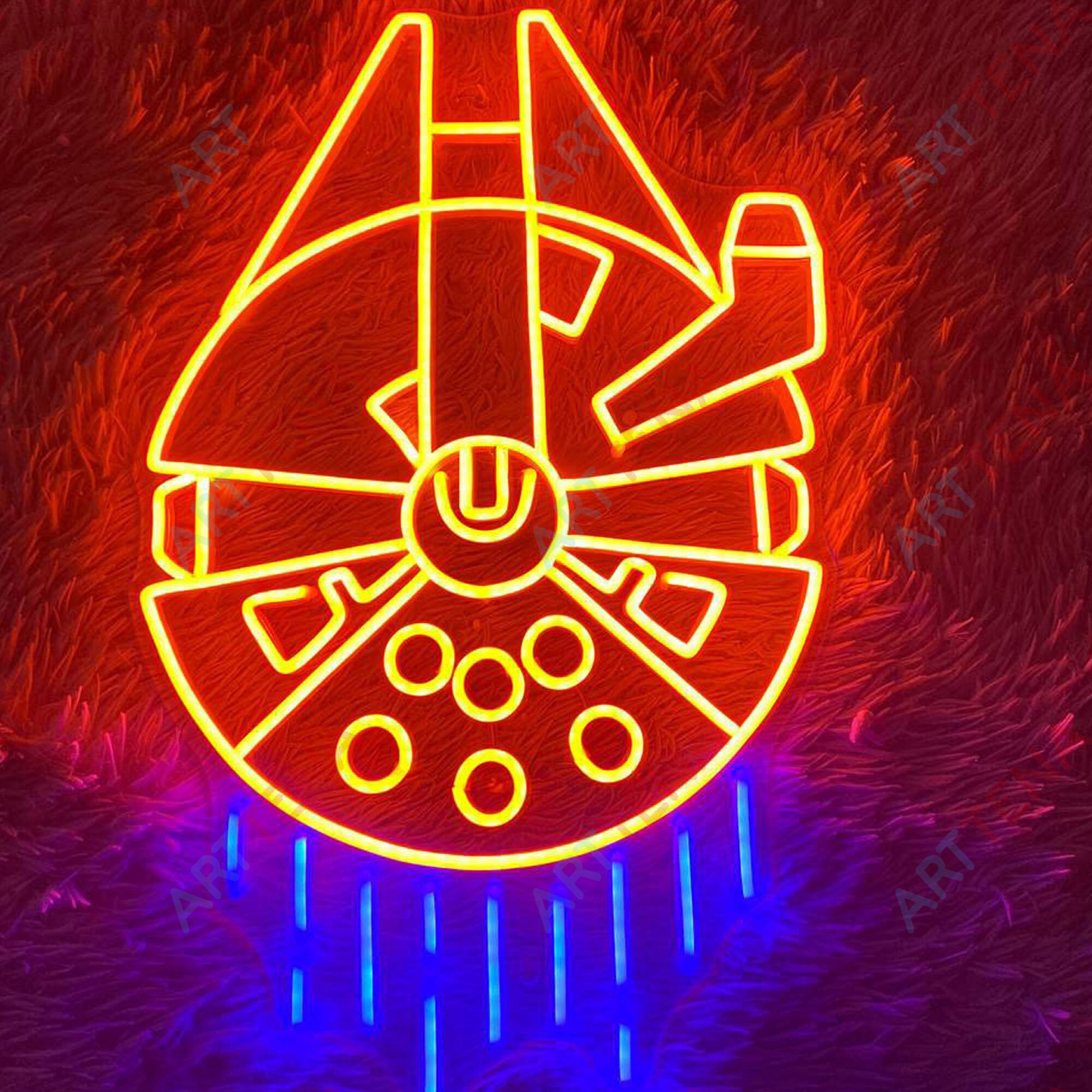 Space Falcon Neon Sign: Handmade Celestial Wall Decor - Etsy