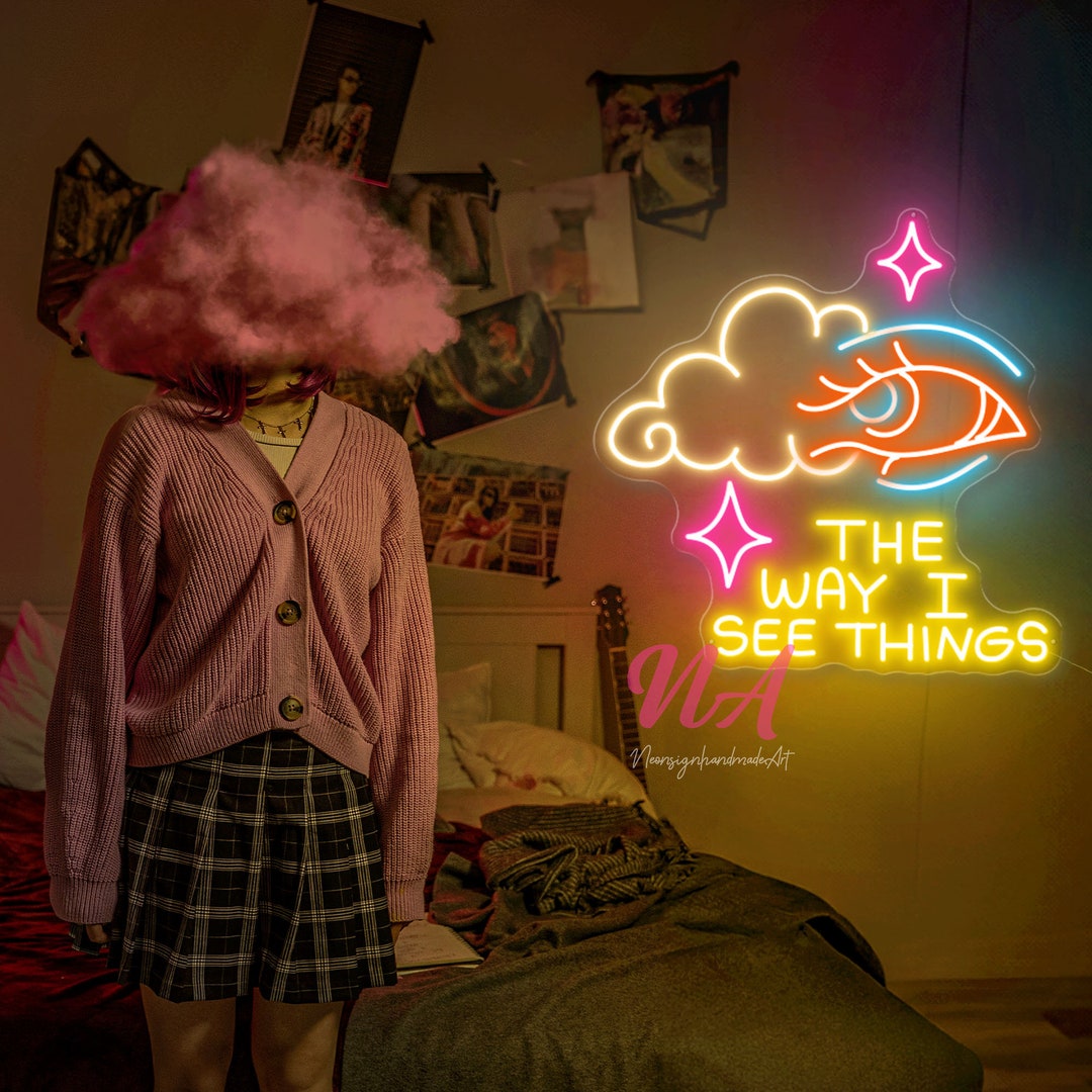 Eye With Sky Neon Sign, the Way I See Thing Decor, Bedroom Wall Decor ...