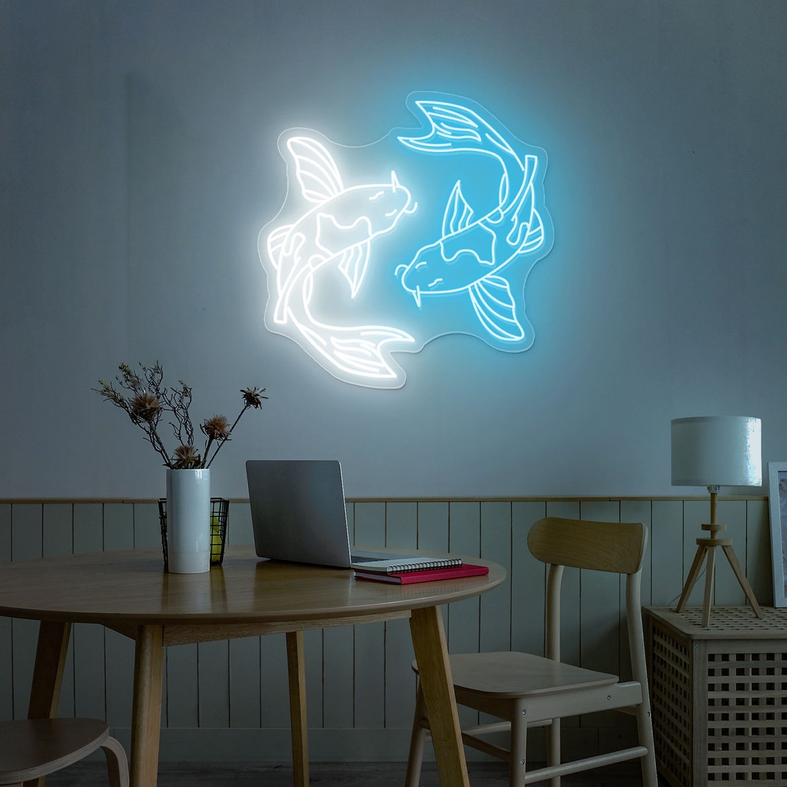Koi Fish Neon Sign Koi Fish Wall Decor Japanese Neon - Etsy