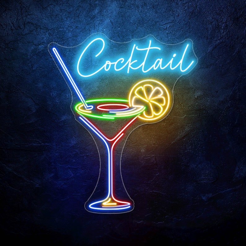 Cocktails Neon Lights, Cocktail Bar Sign, Restaurant Sign Coconut Tree ...