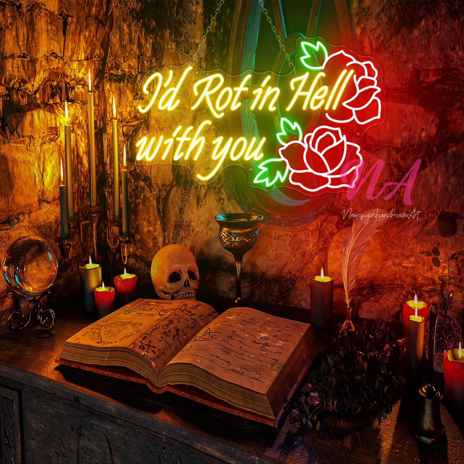 I'd Rot in Hell With You Neon Sign, Gothic Decor Sign, Halloween Neon ...