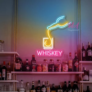 Whiskey Glass Neon Sign: Bar Decor, Whiskey Lover Gift - Etsy