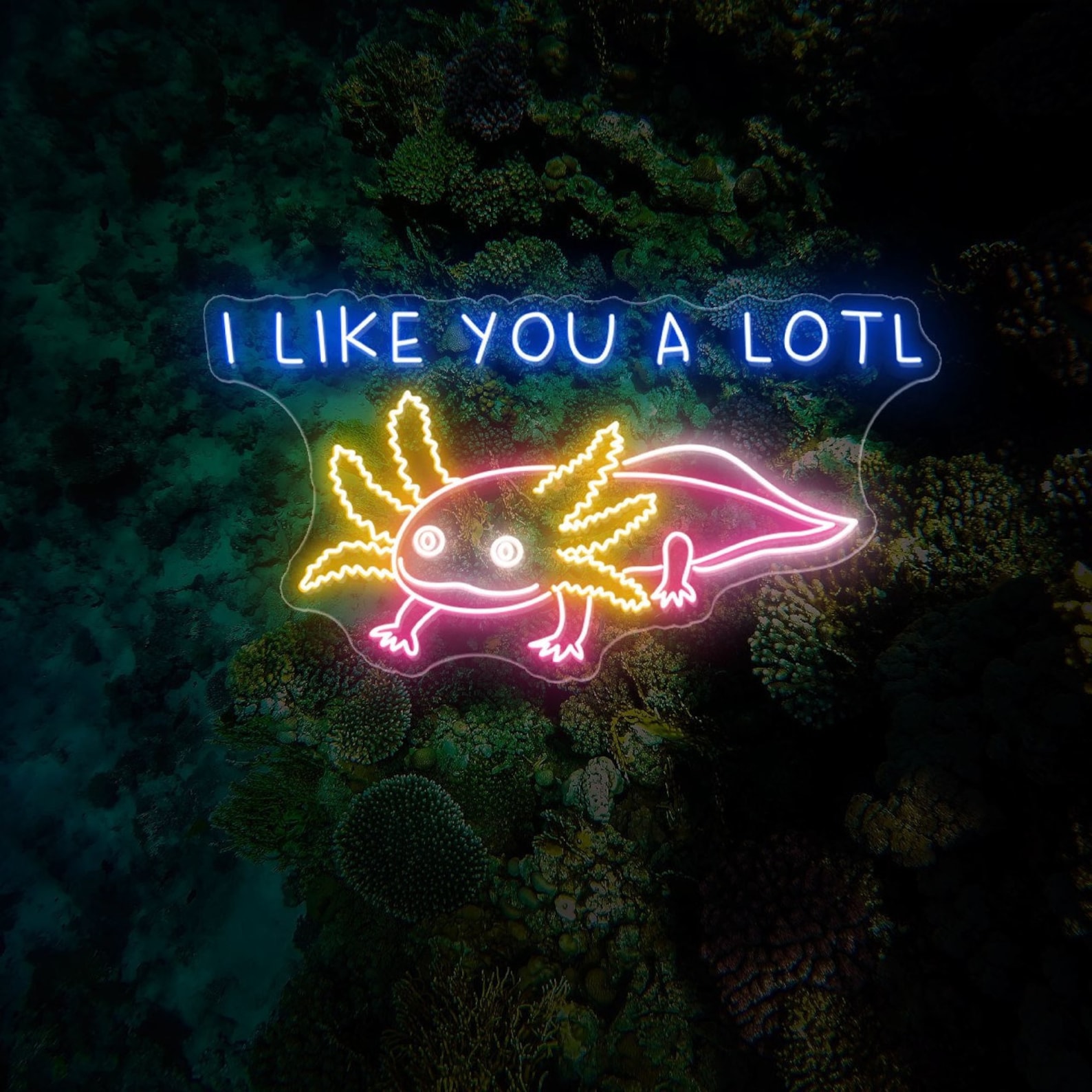 Axolotl Neon Sign Hologram Light Kawaii Decor Customizable - Etsy