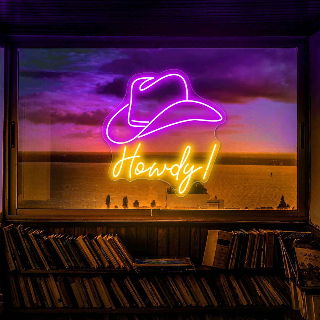 Neon Howdy Sign, Cowboy/cowgirls Hat, Party Decor LED Light, Texas ...