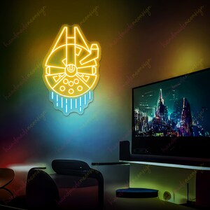 Space Falcon Neon Sign, Celestial Neon Sign, Spaceship Fly Into the ...