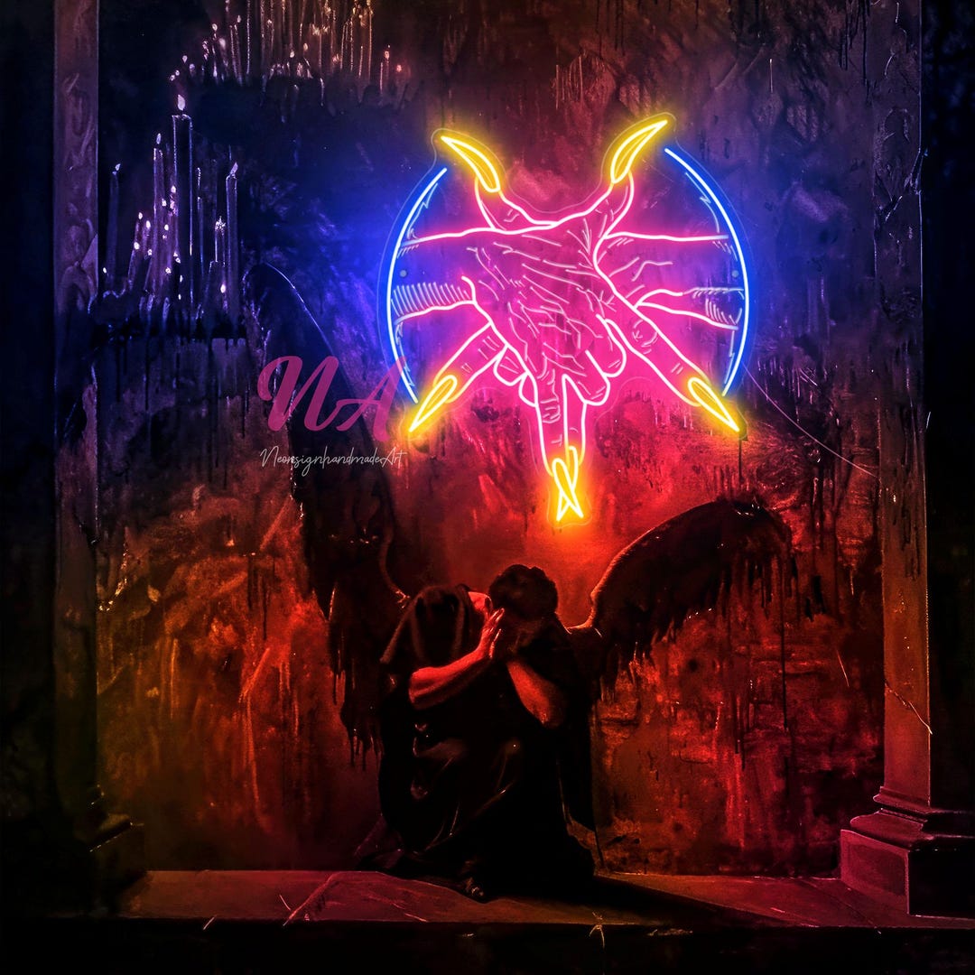 Baphomet Hand Neon Sign: Gothic Satan Wall Decor - Etsy