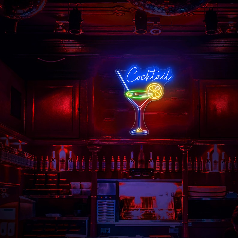 Cocktails Neon Lights, Cocktail Bar Sign, Restaurant Sign Coconut Tree ...