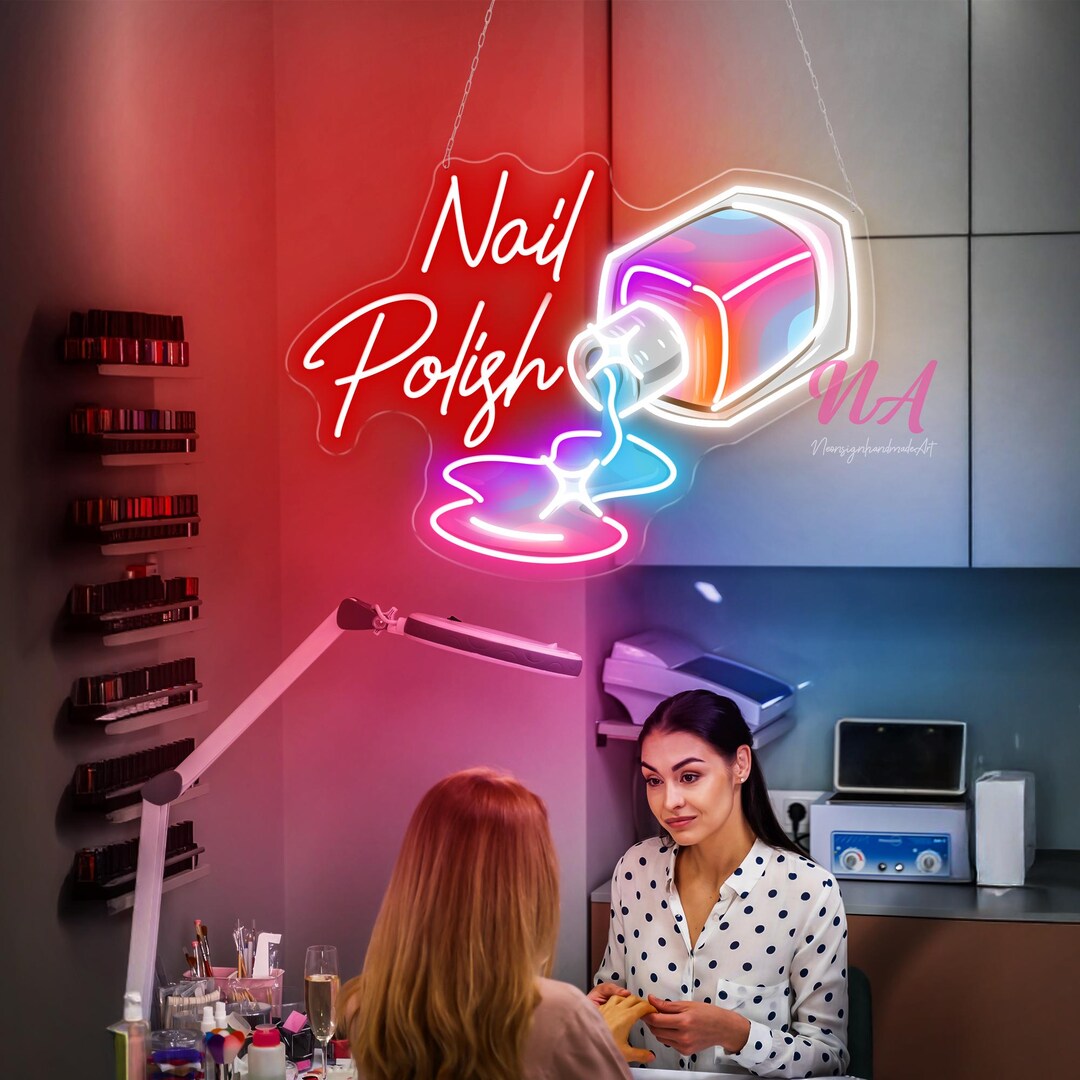 Nail Salon Neon Sign: Nail Polish & Shapes Wall Decor - Etsy